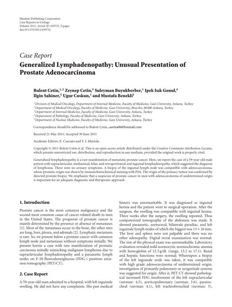 Pdf Generalized Lymphadenopathy Unusual Presentation Of Prostate