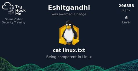 Linux Cybersecurity Tryhackme Learninginpublic Infosec