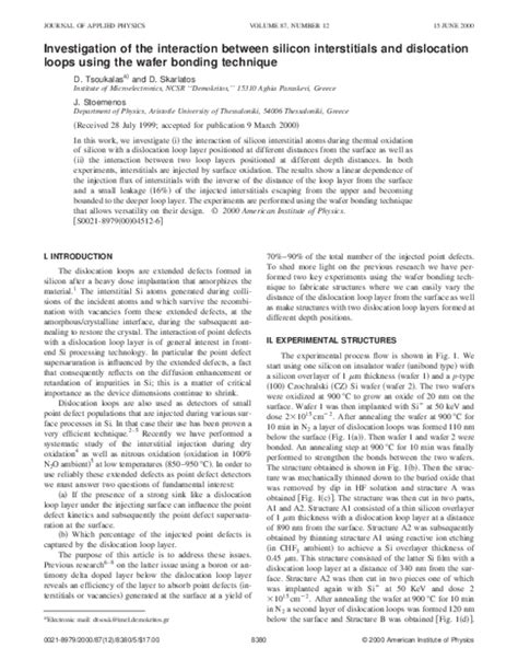 Pdf Investigation Of The Interaction Between Silicon Interstitials