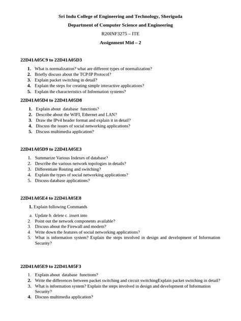Ite 2nd Mid Assignment C Pdf Computer Network Osi Model