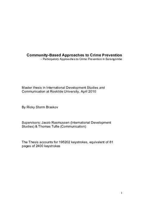 Pdf Community Based Crime Prevention Participatory Approaches To
