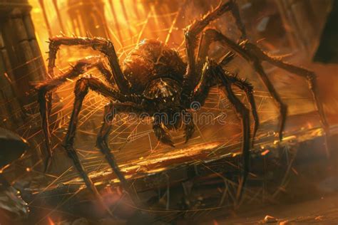 Spider Weaving Intricate Web Symbolizing Strategy And Foresight For Gaming Art Stock Image