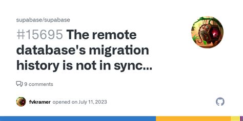The Remote Databases Migration History Is Not In Sync With The