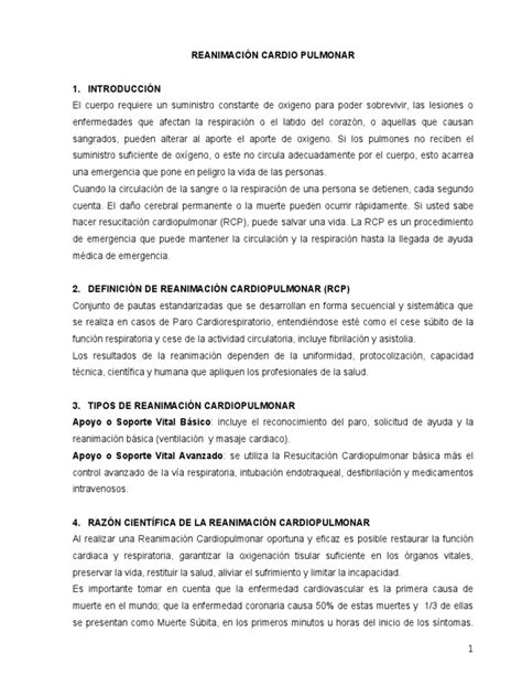 Reanimación Cardiopulmonar Pdf Reanimación Cardiopulmonar Paro