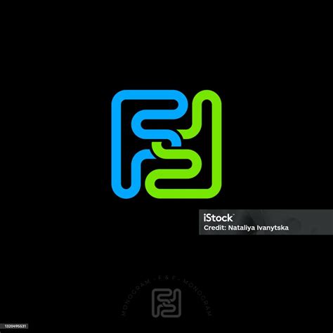 F 와 F 문자 더블 F 모노그램은 녹색과 파란색 선으로 구성됩니다 알파벳 F에 대한 스톡 벡터 아트 및 기타 이미지 알파벳