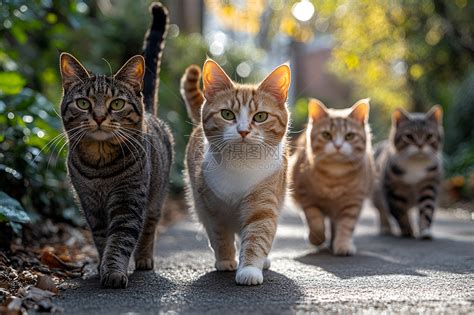 林间漫步的猫群高清图片下载 正版图片601591012 摄图网