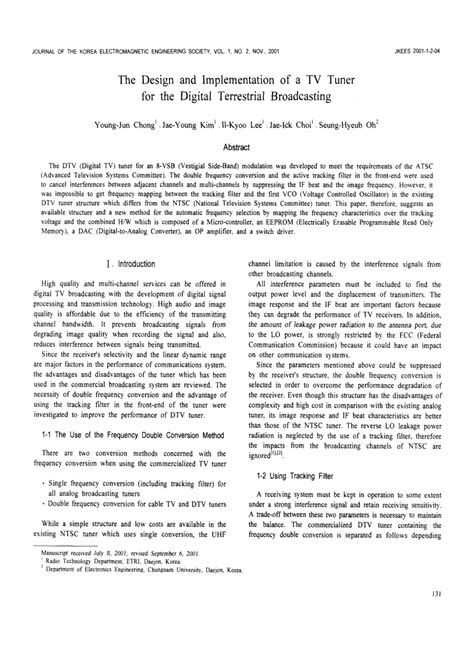 Pdf The Design And Implementation Of Tv Tuner For Digital Terrestrial Broadcasting
