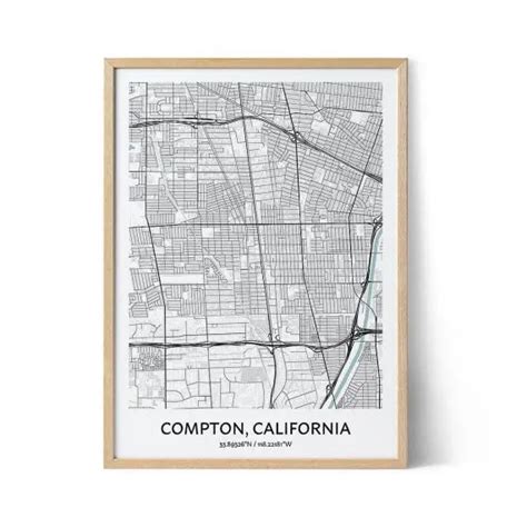 Compton Map Poster Your City Map Art Positive Prints