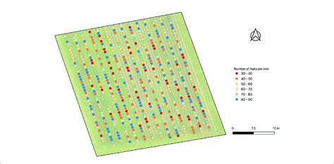 Apple Yield Map With The Number Of Fruits Per Tree Detected With The Download Scientific