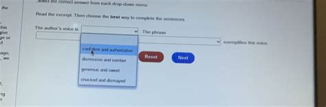 Solved Select The Correct Answer From Each Drop Down Menu The Read The Excerpt Then Choose The
