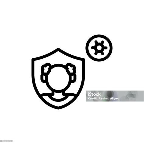 보호된 코로나바이러스 아이콘입니다 간단한 라인 Ui 및 Ux 웹 사이트 또는 모바일 응용 프로그램에 대한 바이러스 성 전염병 아이콘의 벡터 요소를 윤곽 0명에 대한 스톡