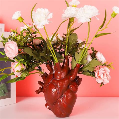 Bestalice Anatomical Heart Vase Red Heart Shaped Vase For