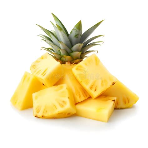 Fresh Cut Pineapple Isolated Whole Pineapple With Slice Piece And
