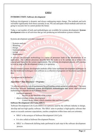 Object Oriented Analysis And Design Unit I PDF