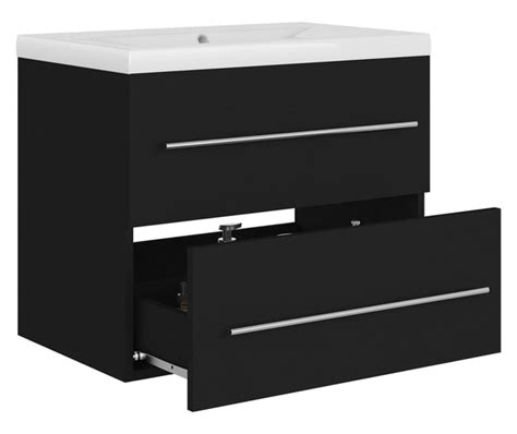 Шкаф за мивка с вградена мивка черен инженерно дърво Vivre