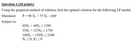 Solved Using The Graphical Method Of Solution Find The Chegg