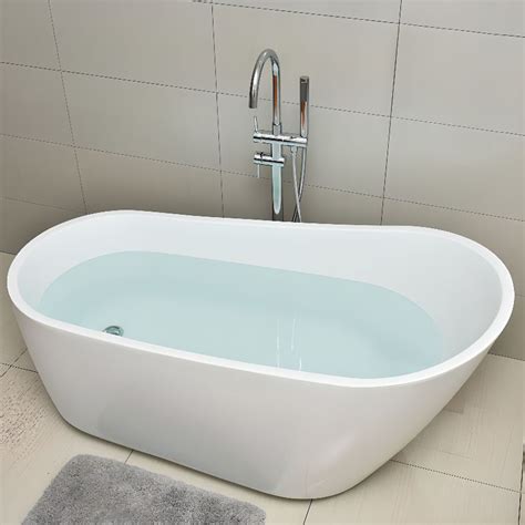 Elliptical Plexiglass Freestanding Bathtub With Cartridge Faucet Back