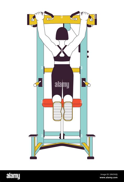 Woman Hanging From Pullup Bar Flat Line Color Vector Character Stock Vector Image And Art Alamy