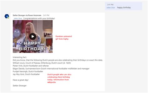 creating a birthday teams chat bot with power automate