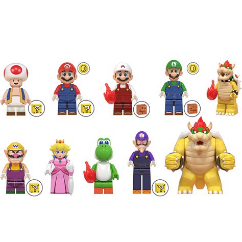 10pcs Super Mario Bro Minifigures Big Koopa Kinopio Luigi Mini