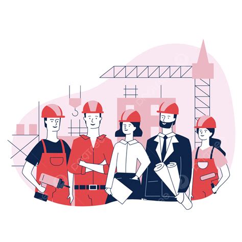 Engineering And Construction Workers Standing Together Vector