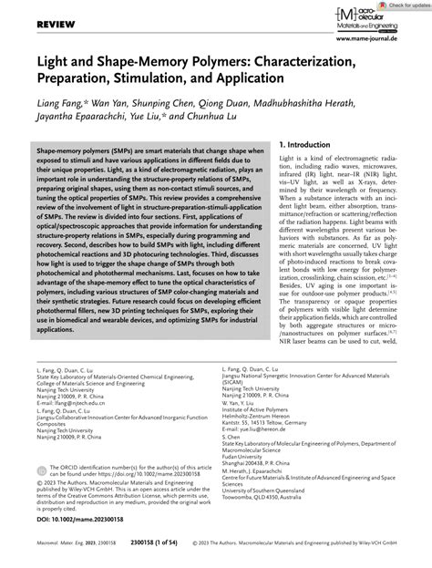 Pdf Light And Shape Memory Polymers Characterization Preparation