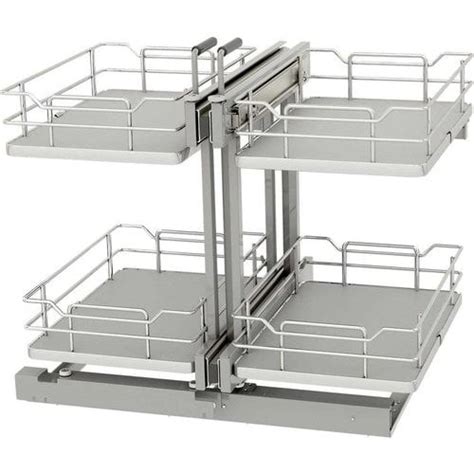 Rev A Shelf 53PSPE 15SC GR 26 13 32 Inch Width 2 Tier Elite Series Non Handed Pull Slide Pull