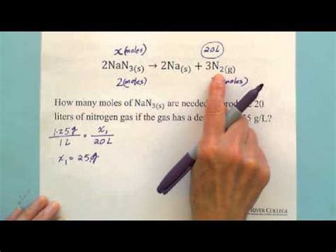Stoichiometry Mole Volume Calculation YouTube