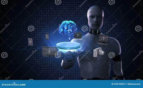 robot cyborg open palm devices connecting digital brain artificial