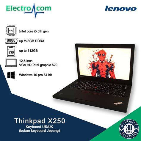 Jual Laptop Lenovo Thinkpad X250 Core I5 Gen5 RAM 8GB SSD 256GB MULUS Shopee Indonesia