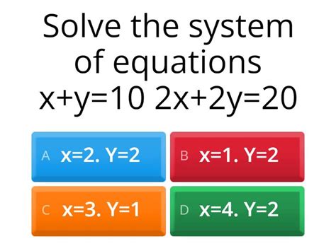 Solving The System Of Equations Quiz