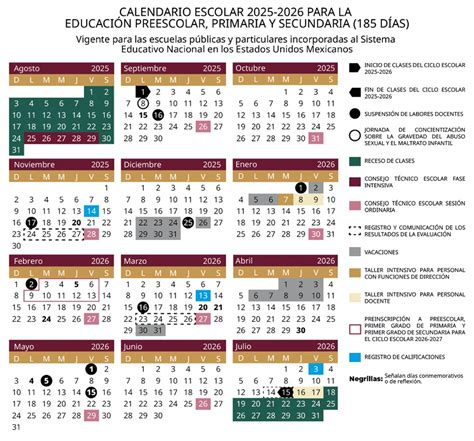 Calendario De Educación Básica Ciclo Escolar 2025 2026 Material
