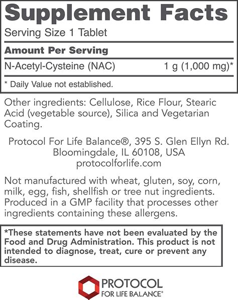 Protocol Nac N Acetyl Cysteine 1000mg Supports Glutathione Production