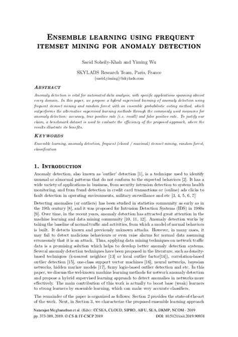 Pdf Ensemble Learning Using Frequent Itemset Mining For Anomaly Detection