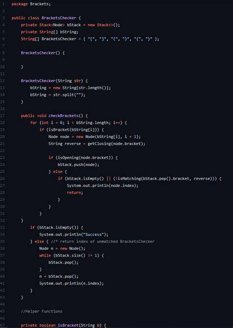 solved this java program must check whether the brackets