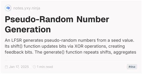 Pseudo Random Number Generation