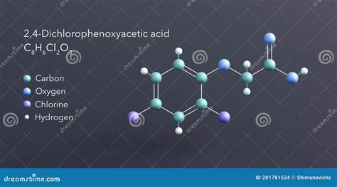 2 4 Dichlorophenoxyacetic Acid Molecule Structural Chemical Formula