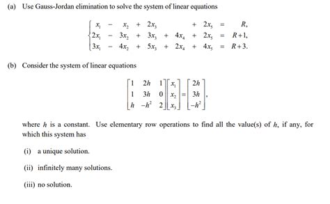 solved a use gauss jordan elimination to solve the system