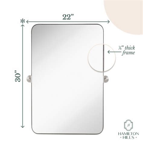 Hamilton Hills 22x30 Silver Pivot Mirror Brushed Metal Frame Rounded Corner Rect 22 X 30
