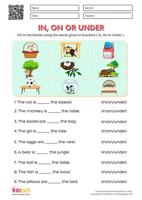 Free Printable Preposition Worksheets Preschool Coloring Printables