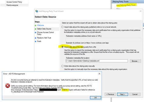 Add Relying Party Trust Is Failing In ADFS SAML Stack Overflow