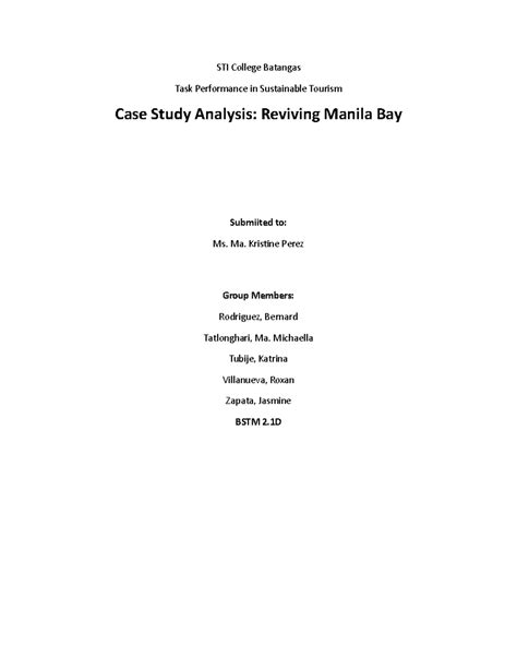 Task Performance Hhhh Sti College Batangas Task Performance In Sustainable Tourism Case