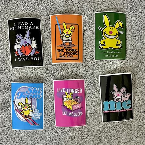 Happy Bunny Stickers Bundle Lot Of 6 Deadstock Depop
