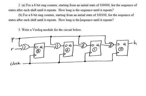 solved a ﻿for a 6 bit ring counter starting from an