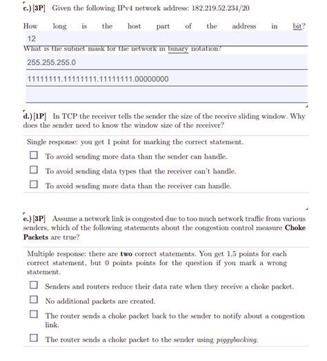 Solved D 1p In Tcp The Receiver Tells The Sender The