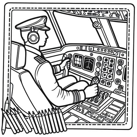 Pilot I Cockpiten Fargeleggingsbilde Gratis
