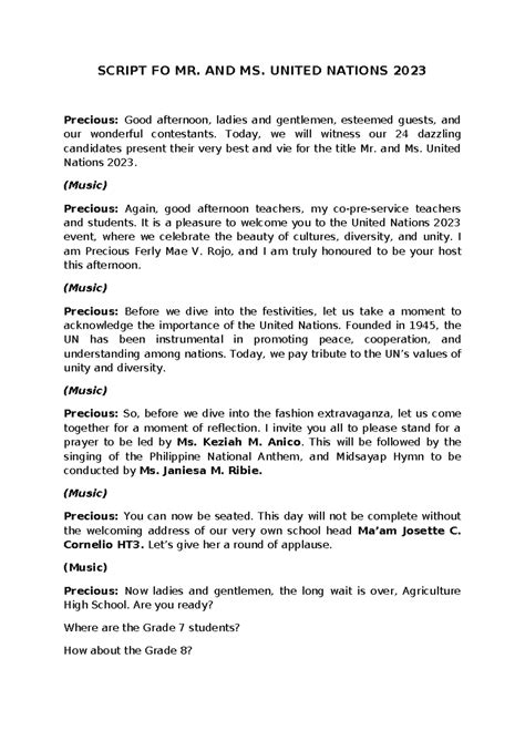 script for mr and ms un 2023 script fo mr and ms united nations