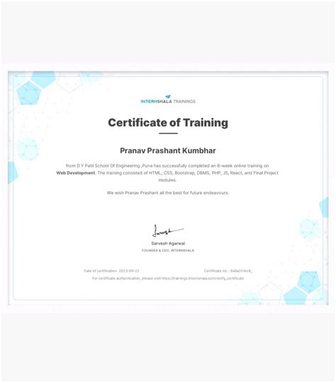 completed web development training from internshala pranav kumbhar posted on the topic linkedin
