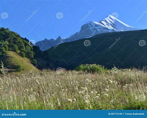 Mount Tetnuldi Georgian Caucasus Stock Image Image Of Clouds Valley