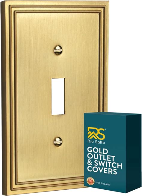 Rio Salto Brushed Brass Gold Metal Toggle Switch Plate Flip Switch
